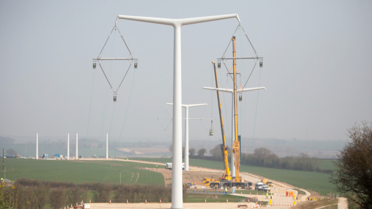 National Grid completes erection of new T-pylons for Hinkley